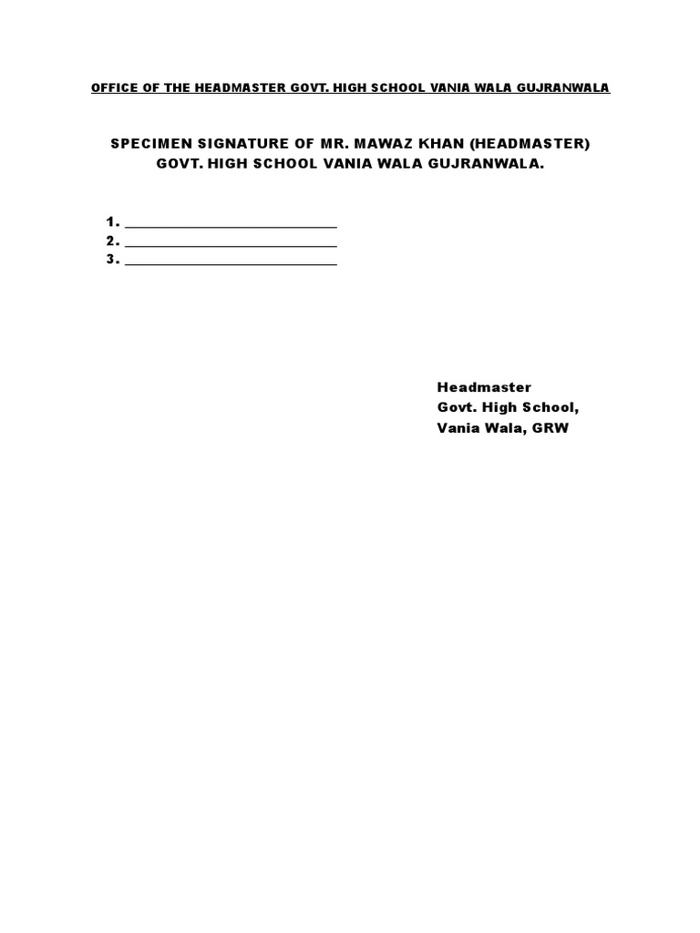 Specimen Signature 7 | PDF