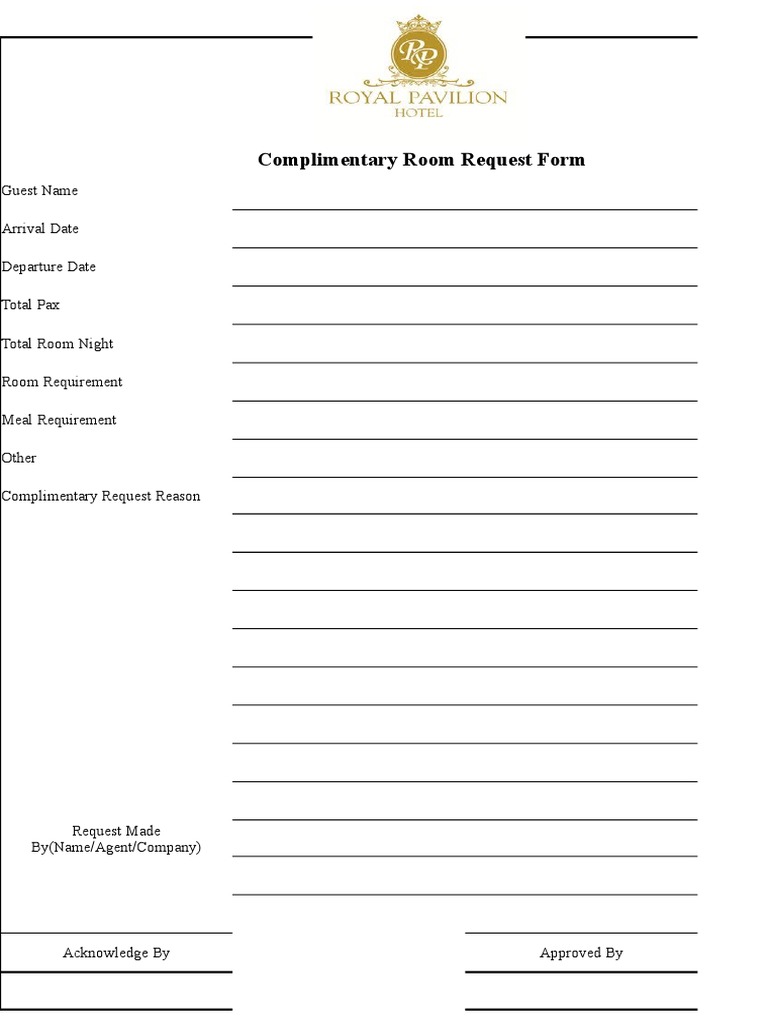 Complimentary Room Request Form
