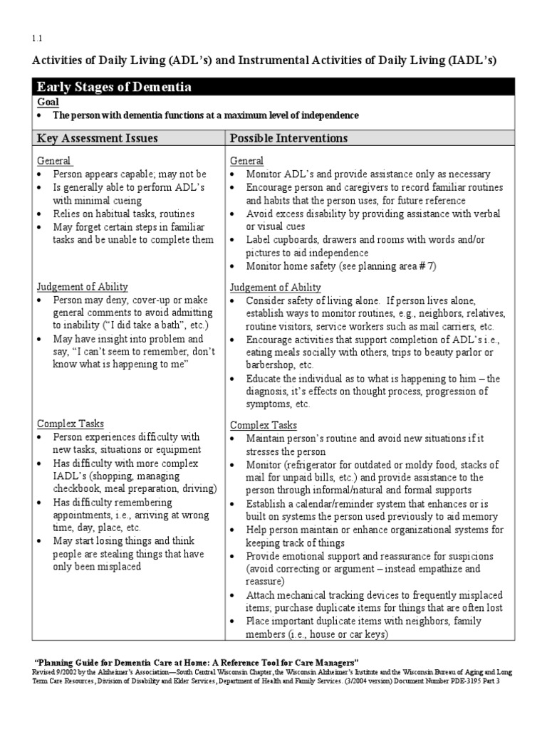 Dementia Care: ADLs and Support Strategies | PDF | Dementia | Alzheimer ...