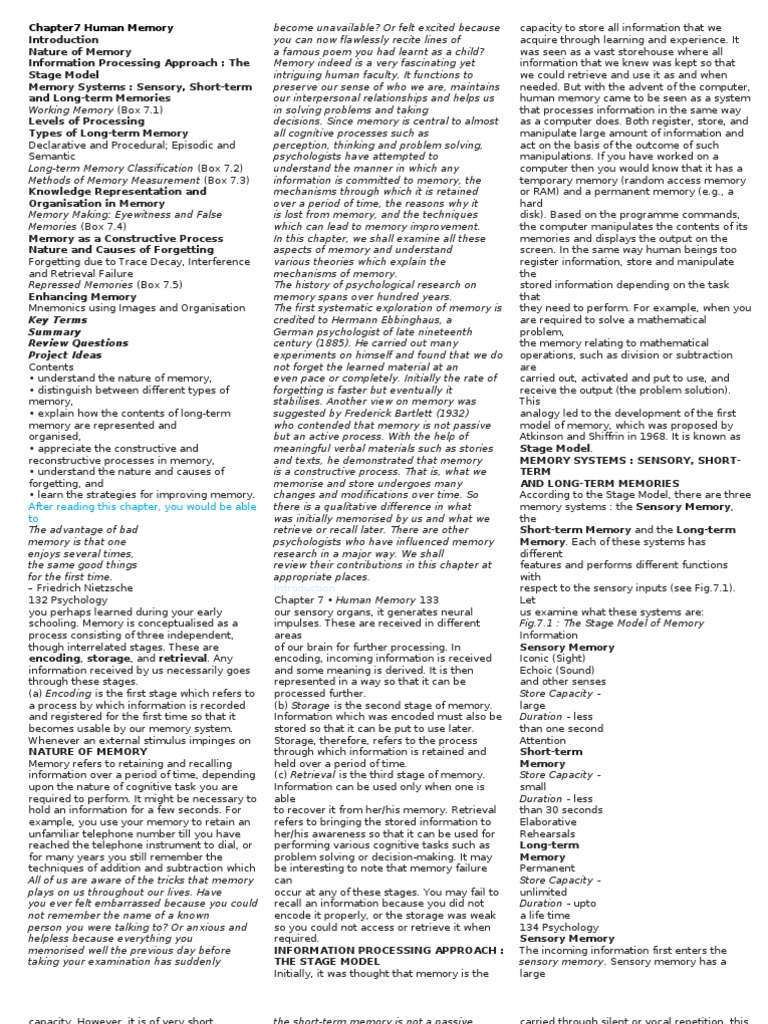 Chapter7 Human Memory | PDF | Memory | Recall (Memory)