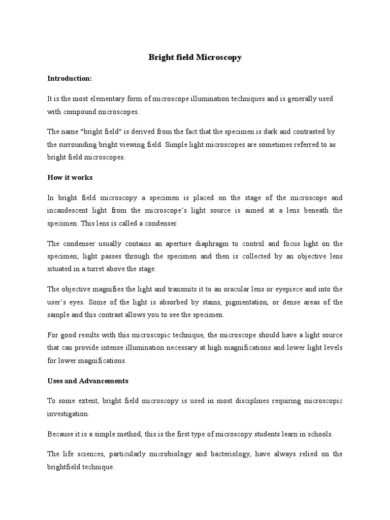 Bright Field Micros | PDF | Microscopy | Staining