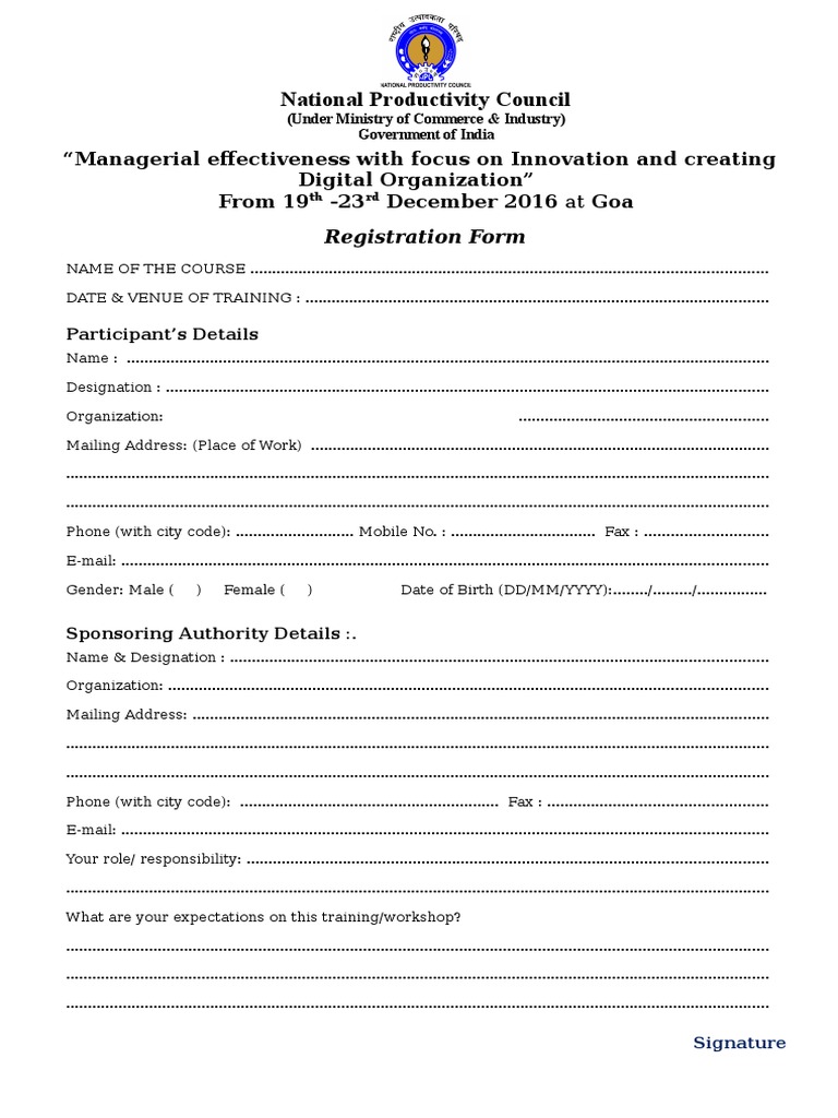 Registration Form | PDF | Business | Finance & Money Management