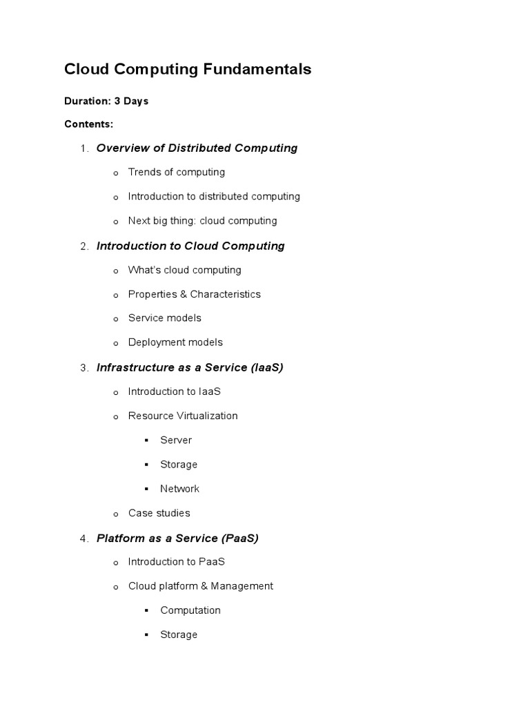 Cloud Computing Fundamentals Pdf Platform As A Service Cloud Computing