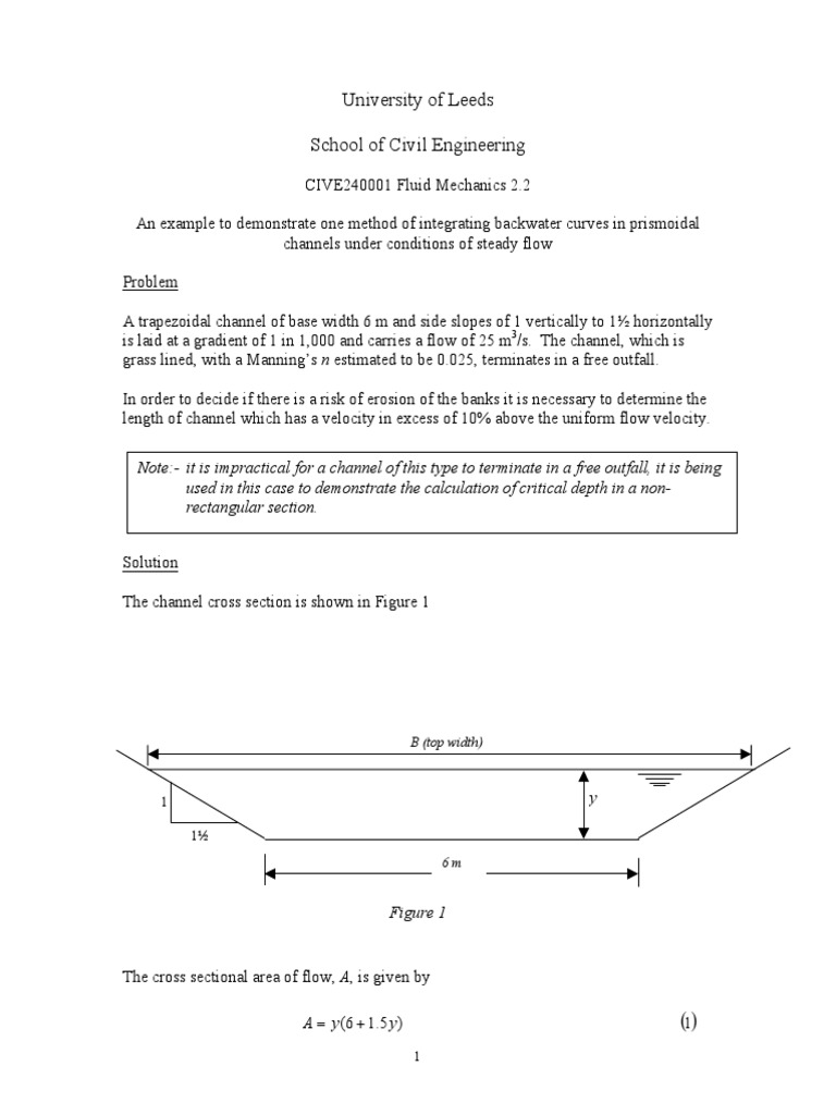 Trapezoidal Channel | Fluid Dynamics | Equations