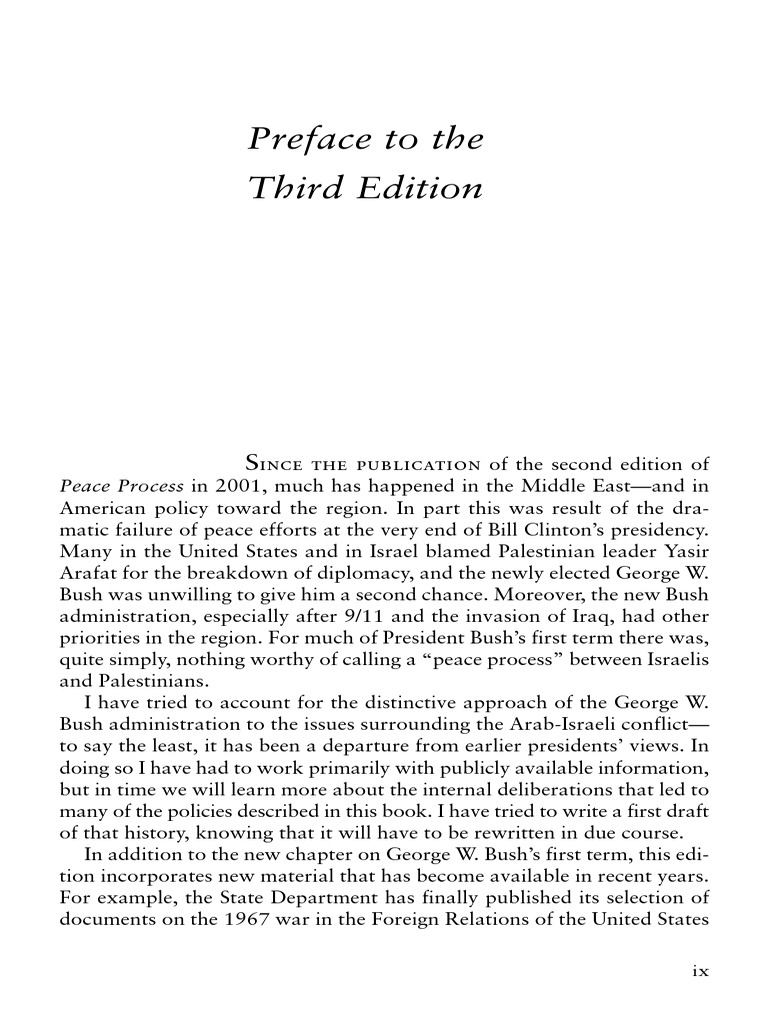 Preface To The Third Edition: Peace Process in 2001, Much Has Happened in The Middle East-And in ...