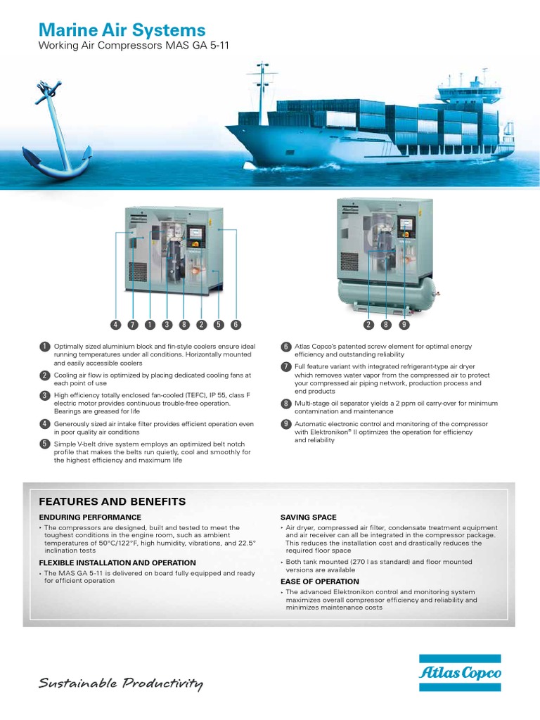 Atlas Copco Marine Air System MAS (+) GA5+-11 | PDF | Air Conditioning ...