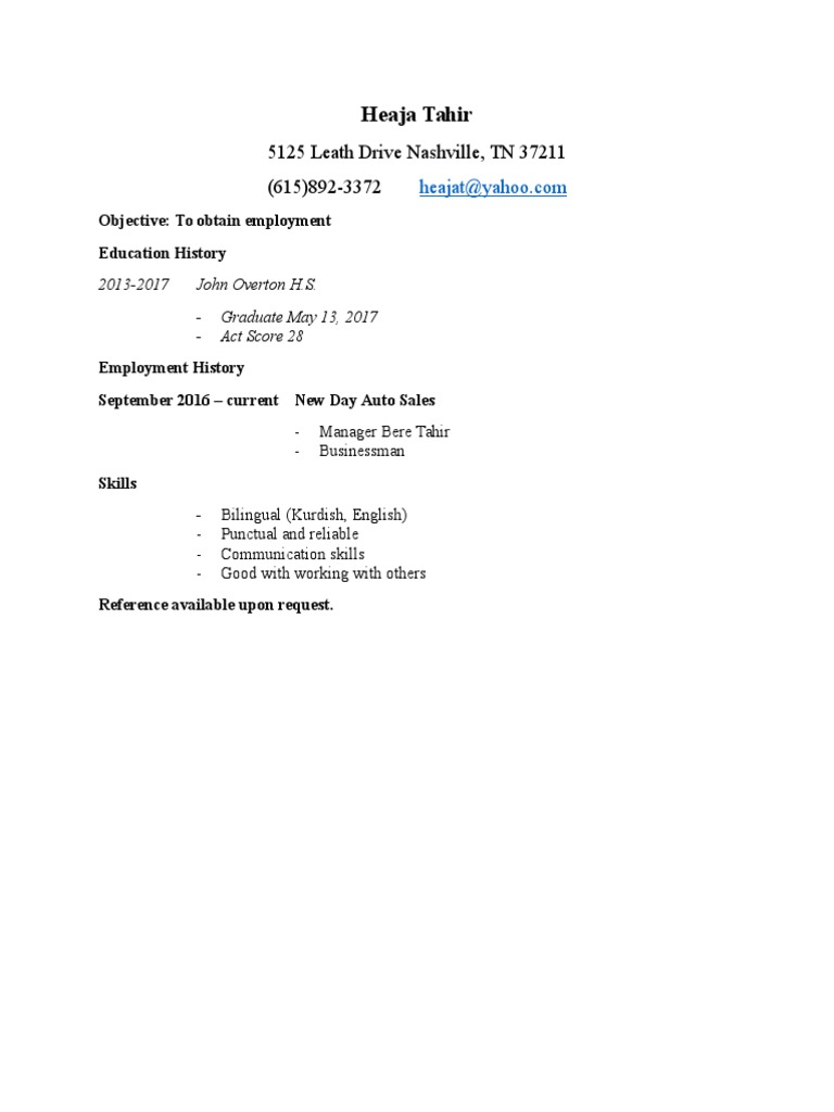 Heaja Tahir Resume | PDF