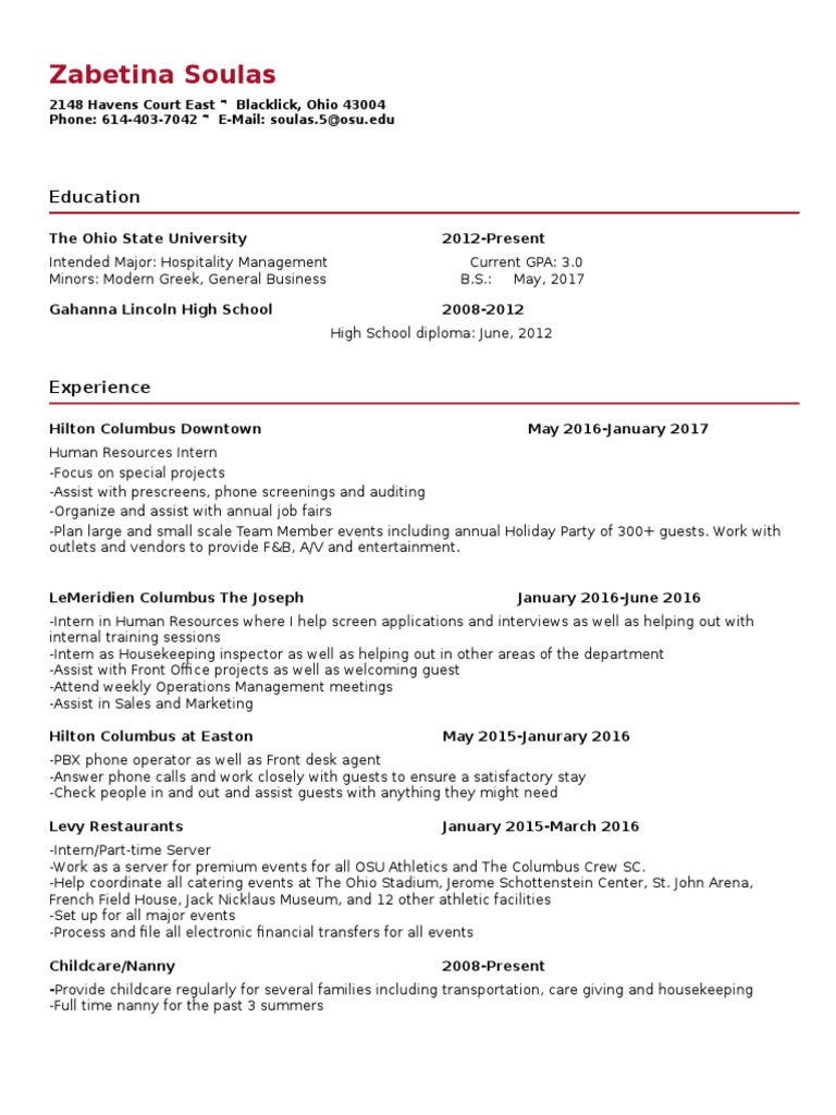 Zabetinas Resume | Download Free PDF | Columbus | Ohio State University