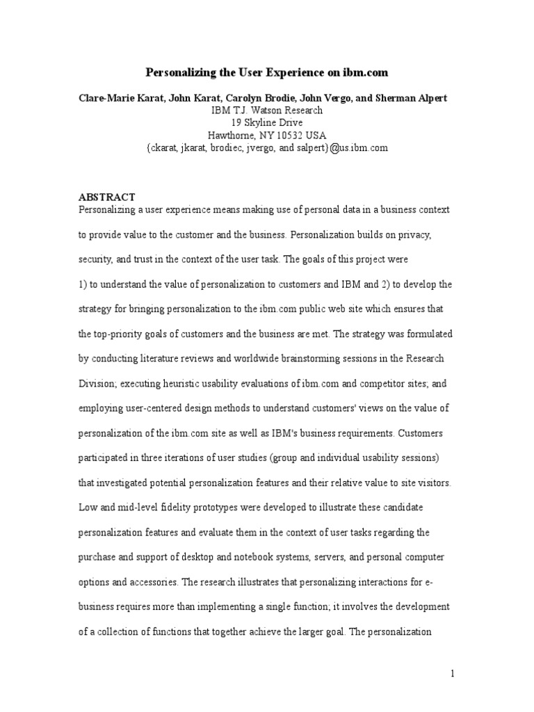 Personalizing the User Experience: Developing a Strategy for ...