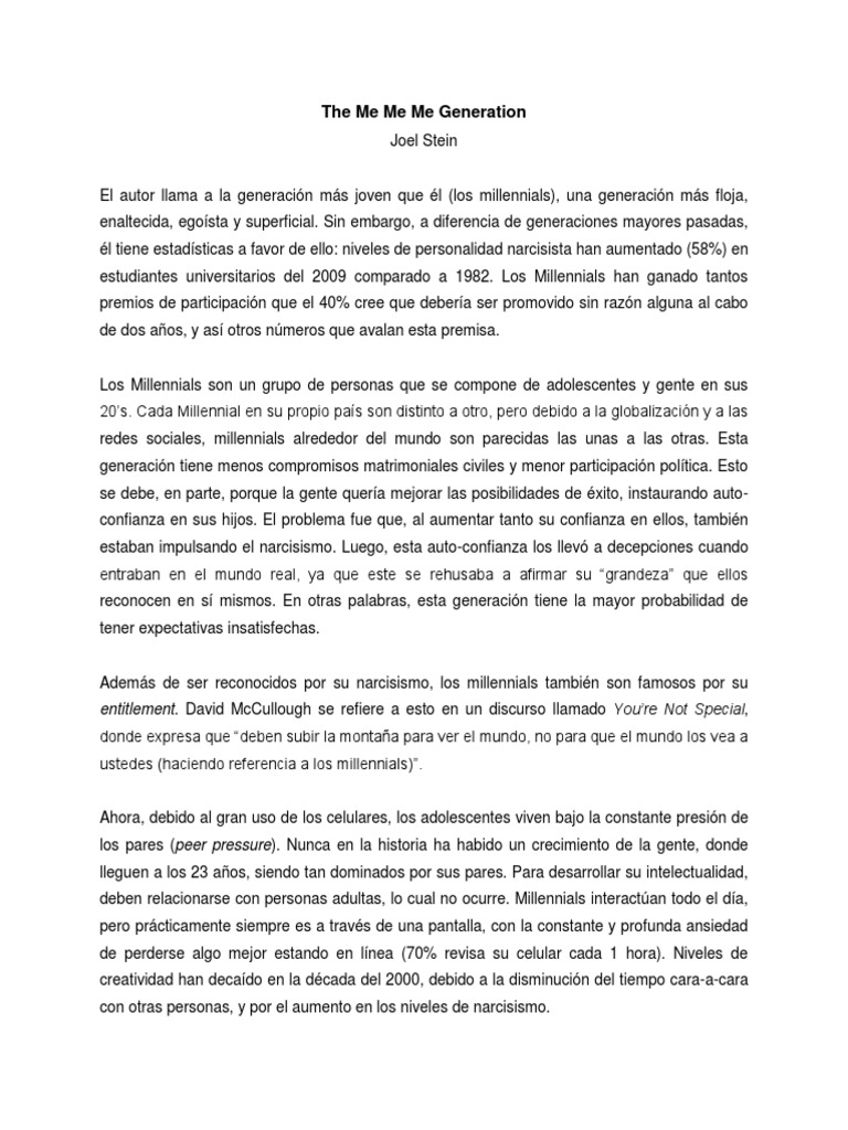 The Me Me Me Generation | PDF | Narcisismo | Internet