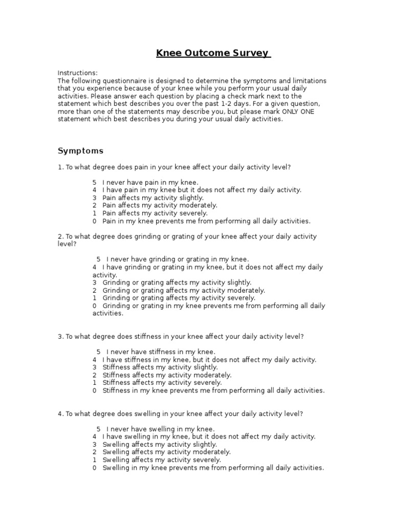 Knee Outcome Survey | Knee | Weakness