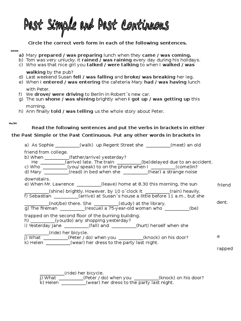 Past Simple and Past Continuous Worksheet With Key NEOLMS | PDF