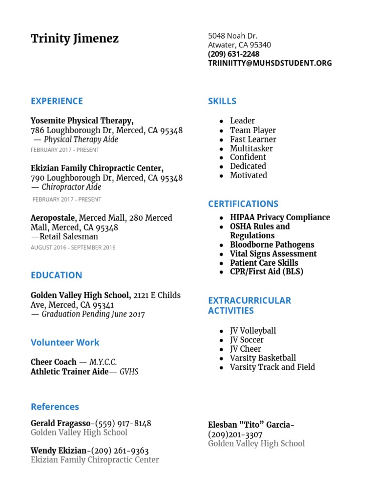 Trinity Jimenez's Resume Summary | PDF