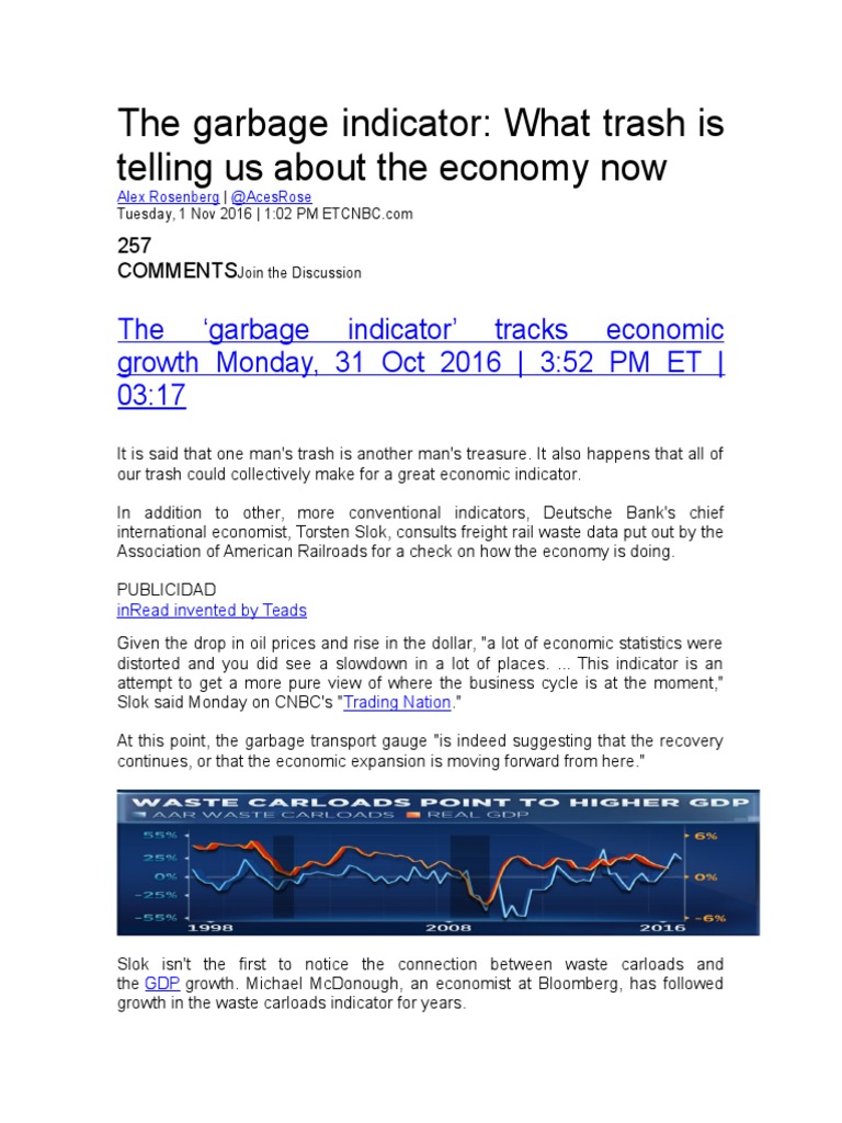 The garbage indicator.docx | Municipal Solid Waste | Waste Management