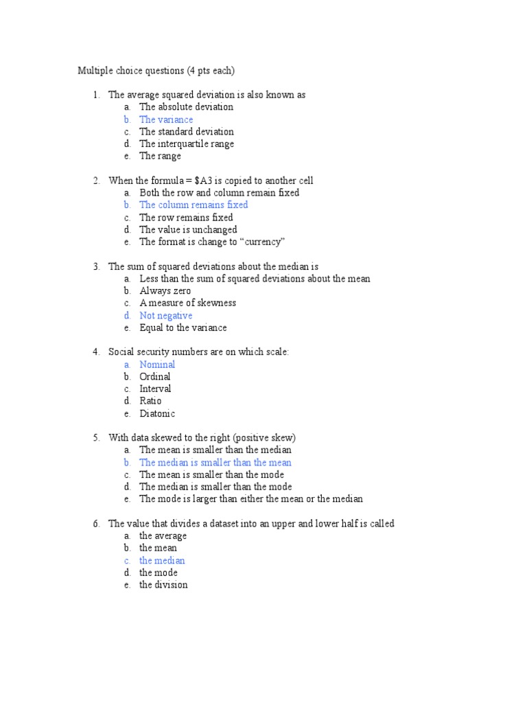 Statistics and Probability Quiz | PDF | Type I And Type Ii Errors ...