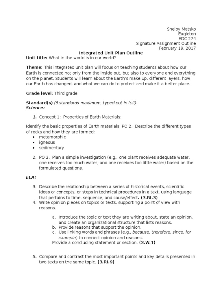Edc 274 Signature Assignment Outline | PDF | Rock (Geology) | Natural ...