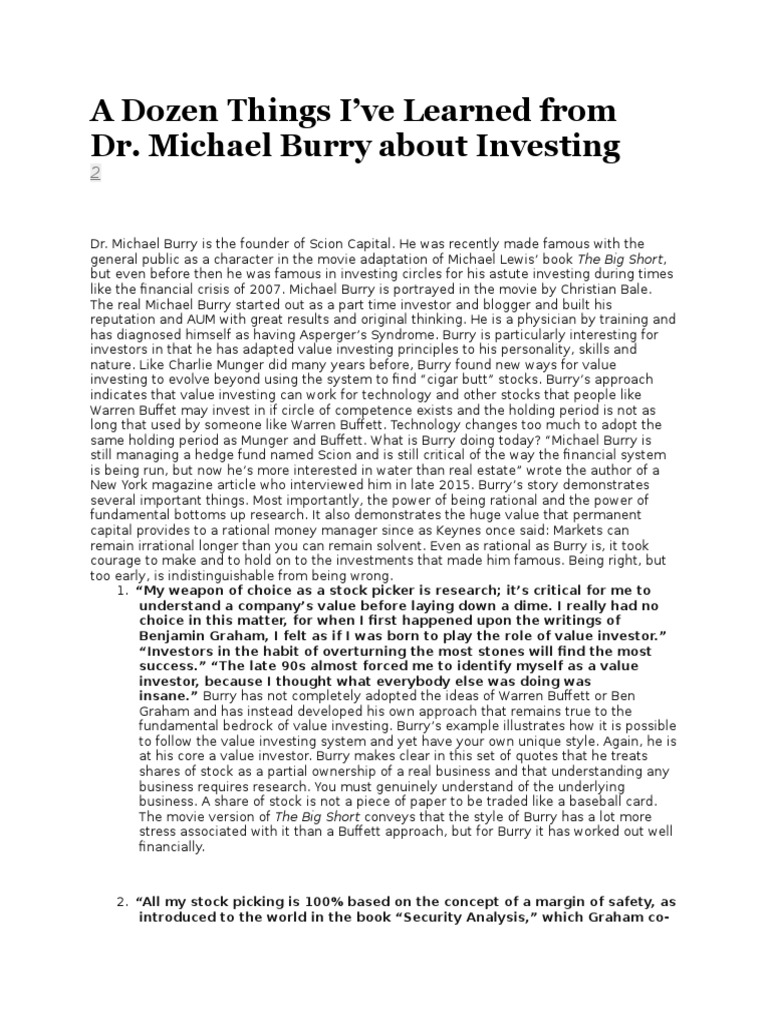 Micheal Burry Interview | PDF