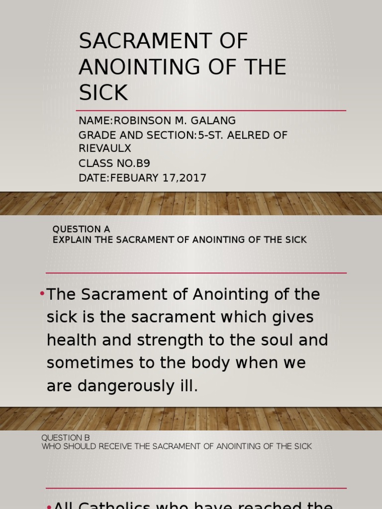 Sacrament of Anointing of The Sick | PDF
