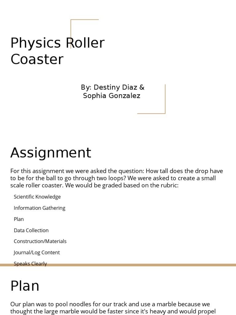 Physics of a Marble Roller Coaster | PDF | Potential Energy | Mass