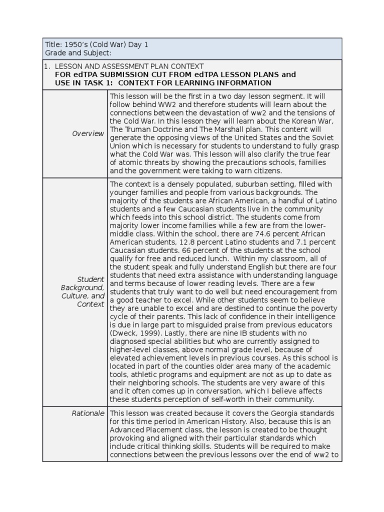 Cold War Lesson Plan Day 1 Docxedit | PDF | Cold War | Nato
