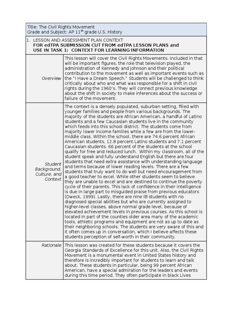 The Civil Rights Movement Docxedit | PDF | African American Civil ...