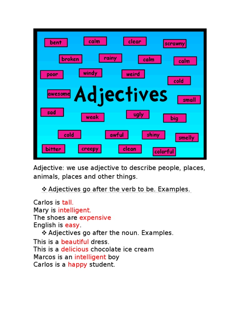 Learn how to use adjectives to describe nouns | PDF