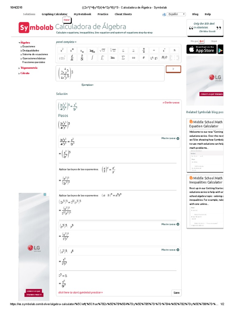 ( (2x ( 4) y 5) - (4x 2y 8) ) 3 - Calculadora de Álgebra - Symbolab ...