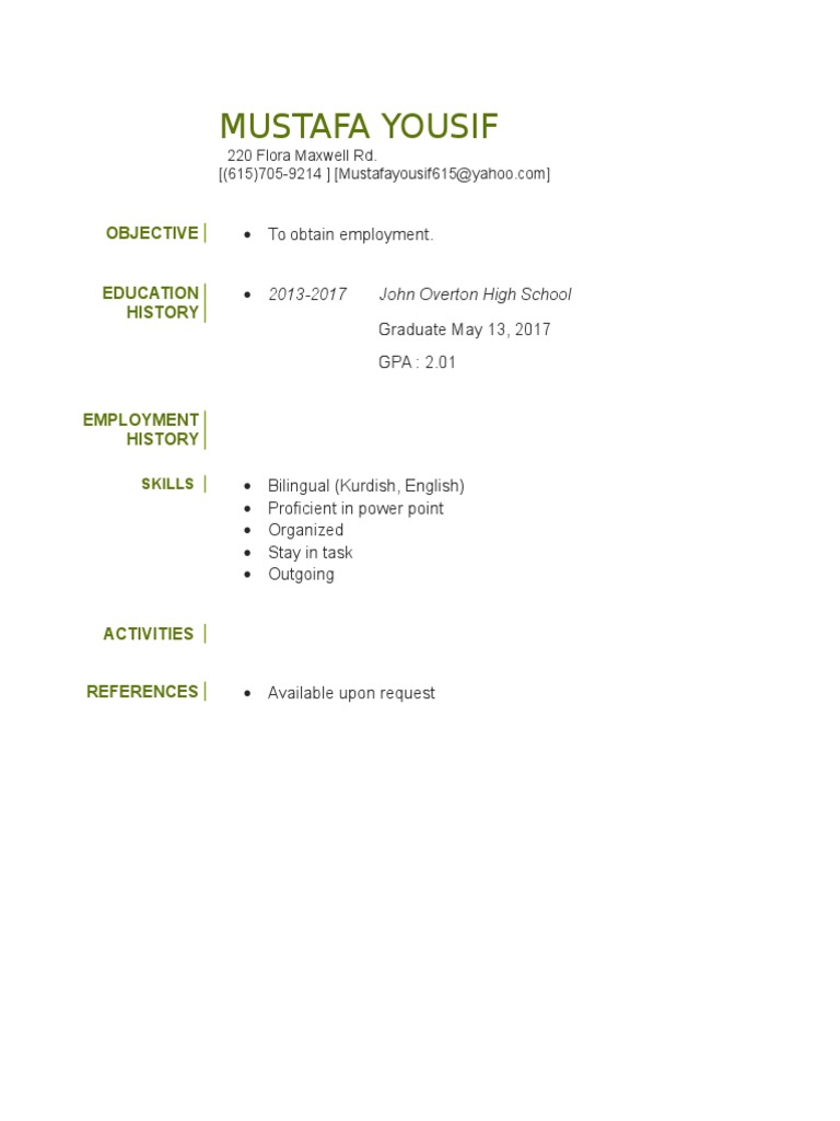 Mustafa Yousif: Objective | PDF