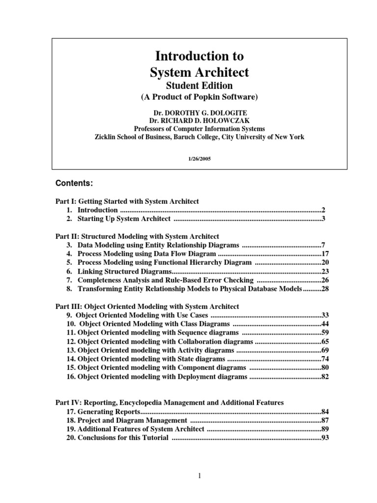 Introduction to System Modeling with Popkin's System Architect | PDF ...
