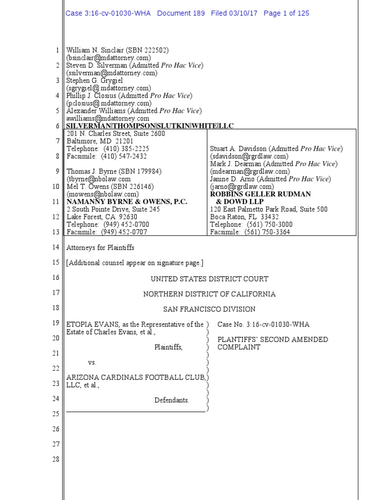 NFL Drug Complaint NEW Unredacted | PDF | Analgesic | Lawsuit