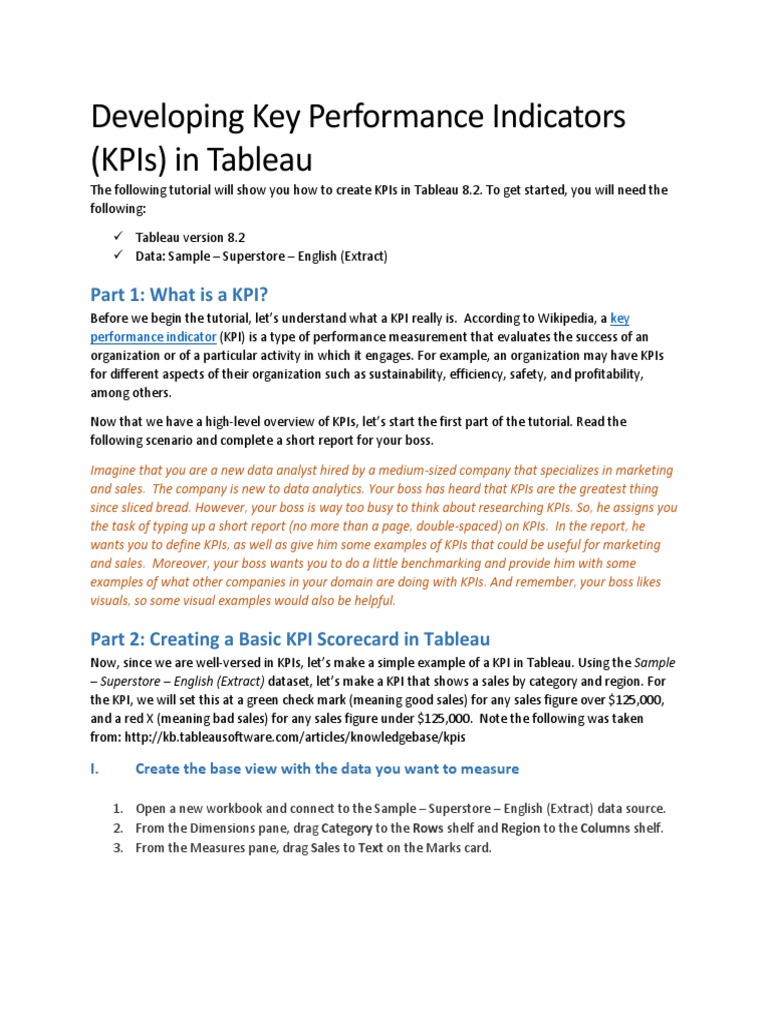 Developing Key Performance Indicators in Tableau | PDF | Performance ...