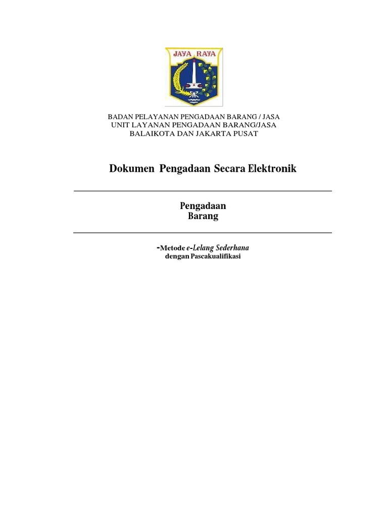 Standar Dokumen Pengadaan (SDP) | PDF