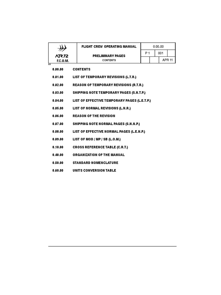Fcom Atr 76 - RN 01 - Feb 12 | PDF | Aviation | Aircraft