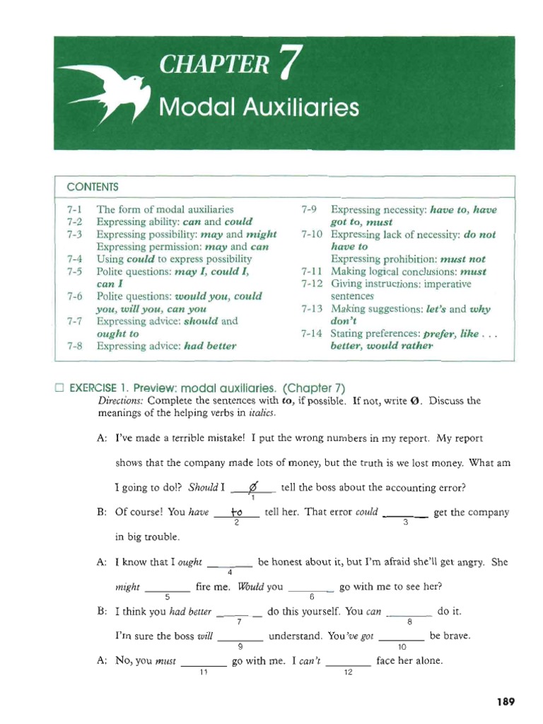 Chapter 7 Modal Auxiliaries | PDF | Modal Logic | Verb