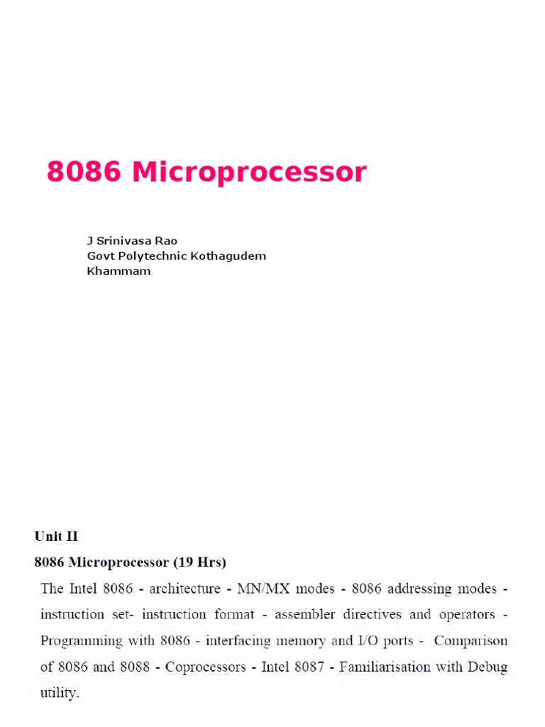 8086 Architecture | PDF | Instruction Set | Central Processing Unit 8086 Architecture | PDF | Instruction Set | Central Processing Unit