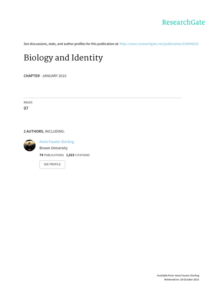 Biology and Identity | PDF | Gender Identity | Race (Human Categorization)