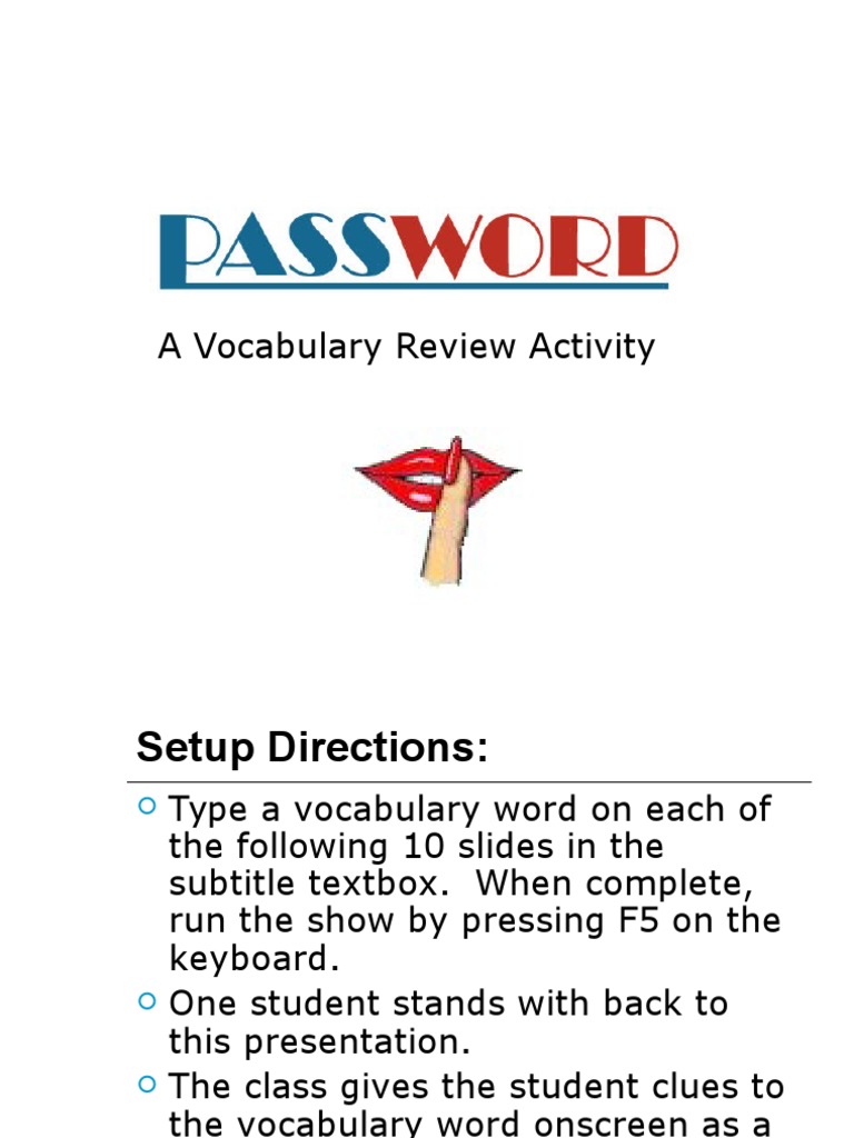 A Vocabulary Review Activity | PDF