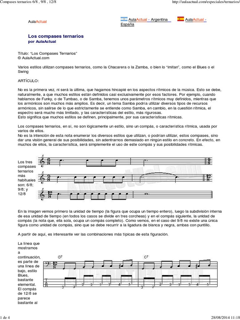 Compases Ternarios 6 - 8, 9 - 8, 12 - 8 | PDF | Ritmo y medidor | Formas musicales