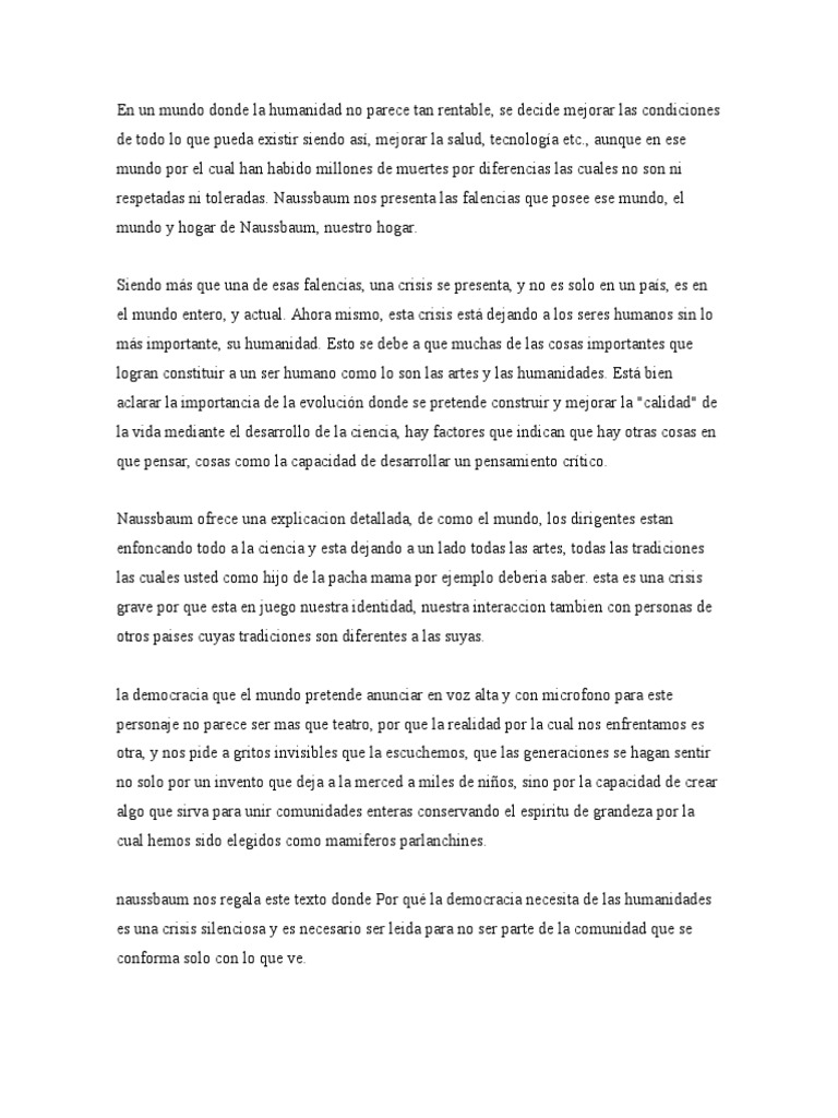 En Un Mundo Donde La Humanidad No Parece Tan Rentable | PDF