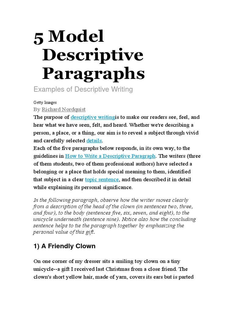 Descriptive Writing Examples | PDF | Guitars | Softball