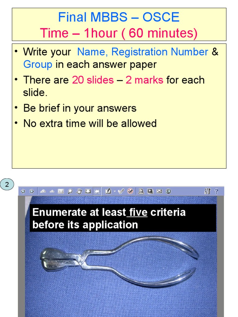 Time - 1hour (60 Minutes) : Final Mbbs - Osce | PDF | Medical Diagnosis ...