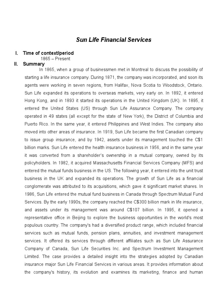 A History of Growth and Diversification: Sun Life Financial Services ...