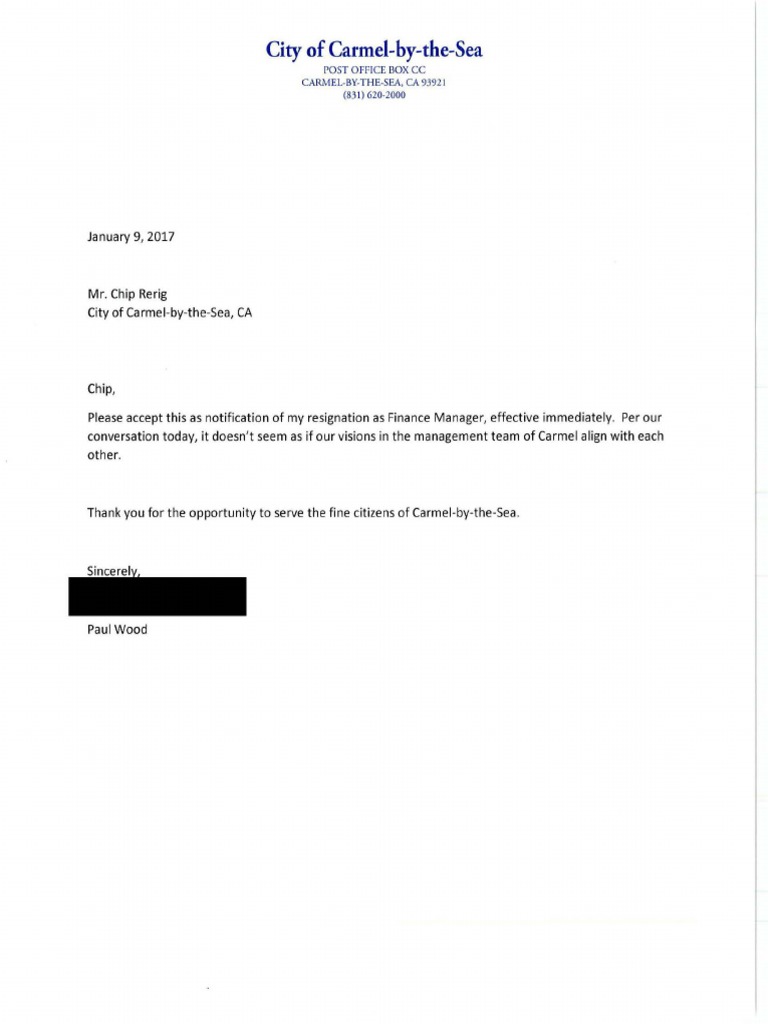 Resignation Letter from Finance Manager | PDF