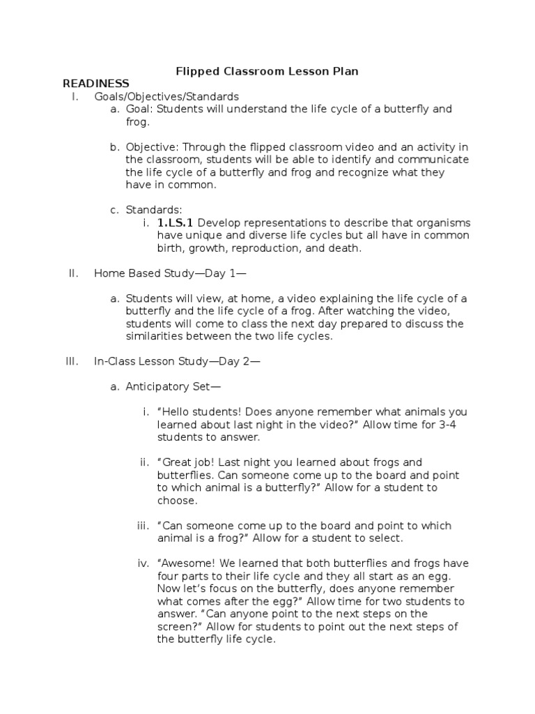 Flipped Classroom Lesson Plan | PDF | Educational Assessment | Butterfly