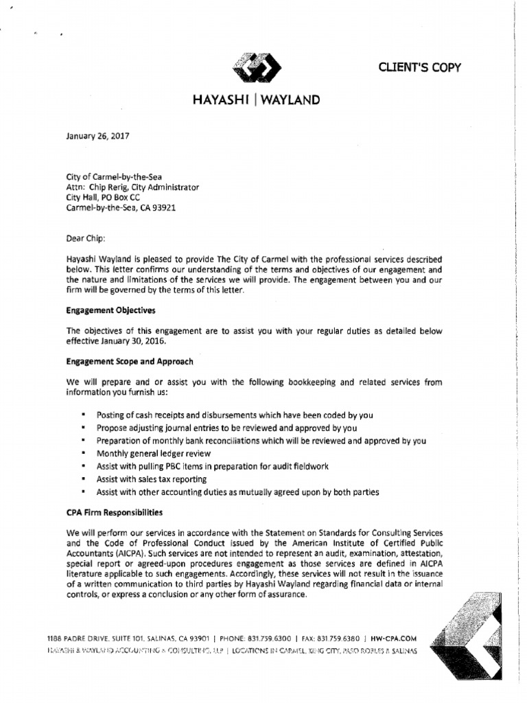 Engagement Letter for Accounting Services | PDF | Expense | Accounting