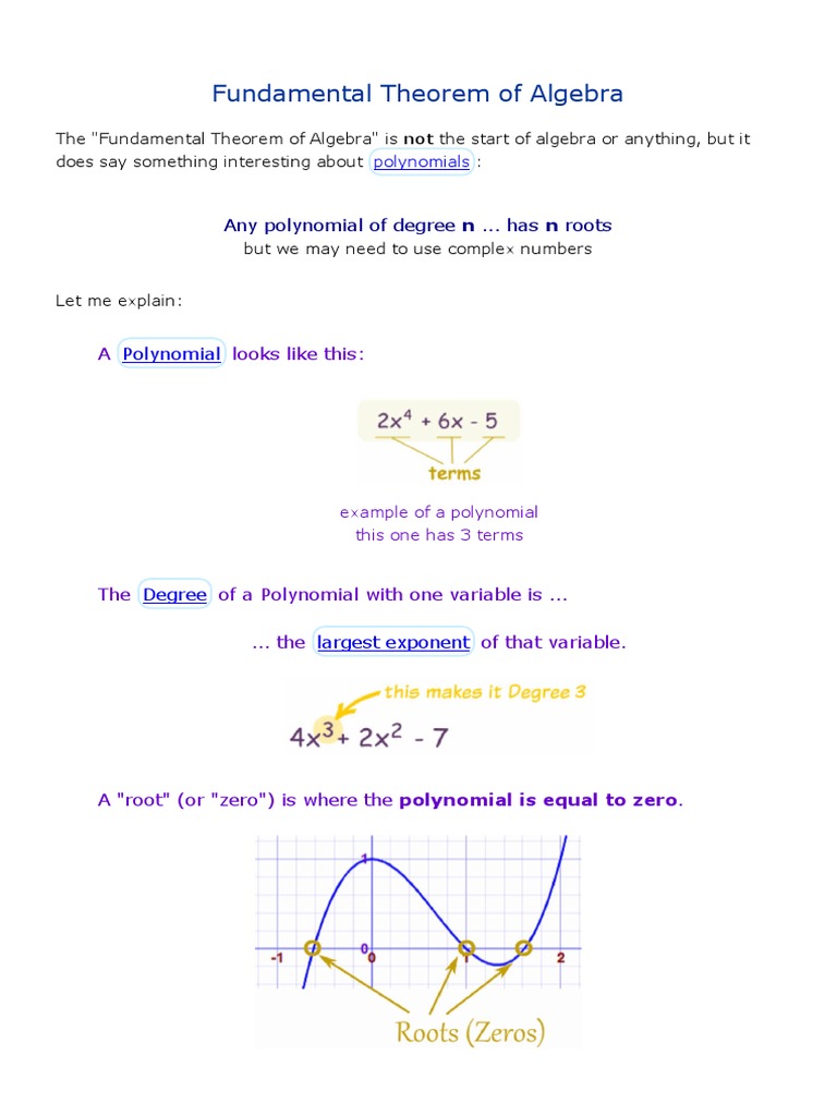 Fundamental Theorem of Algebra | Polynomial | Zero Of A Function
