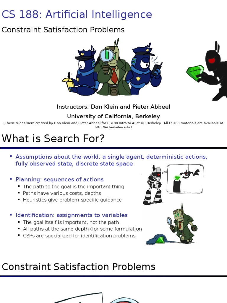 Sp14 Cs188 Lecture 4 Csps I Algorithms And Data Structures Mathematics Of Computing 