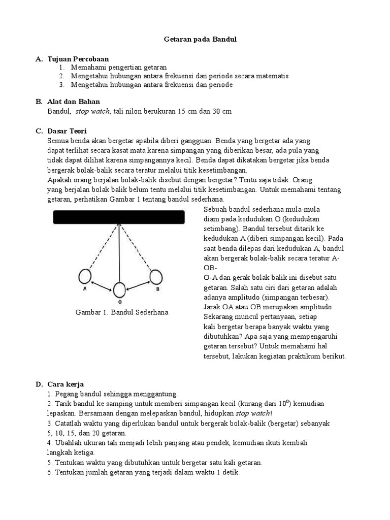 Getaran dan Amplitudo Bandul Sederhana | PDF | Sains & Matematika
