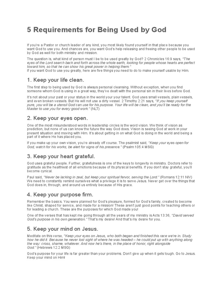 5 Requirements For Being Used by God | PDF | God | Theology