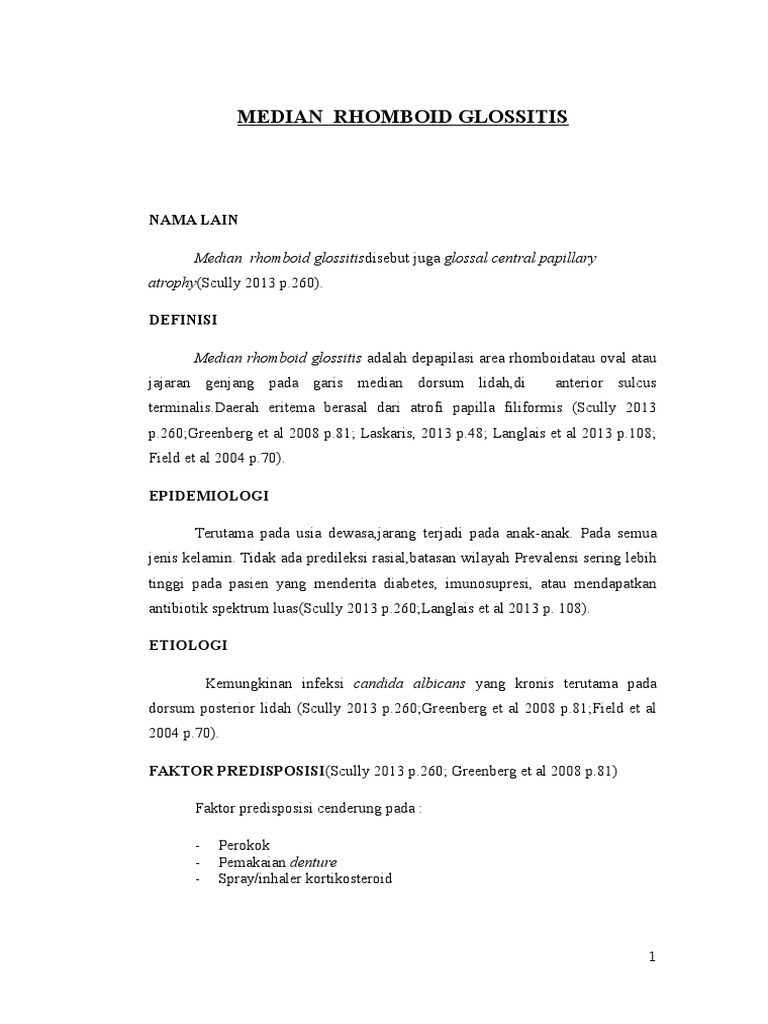 Median Rhomboid Glossitis Dan Geographic Tongue New | PDF